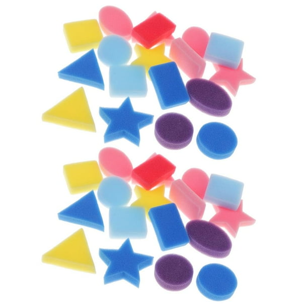 2x 18 Pieces Sponge Geometric Shape Sponges Paint Brush Bulk Foam Paint ...
