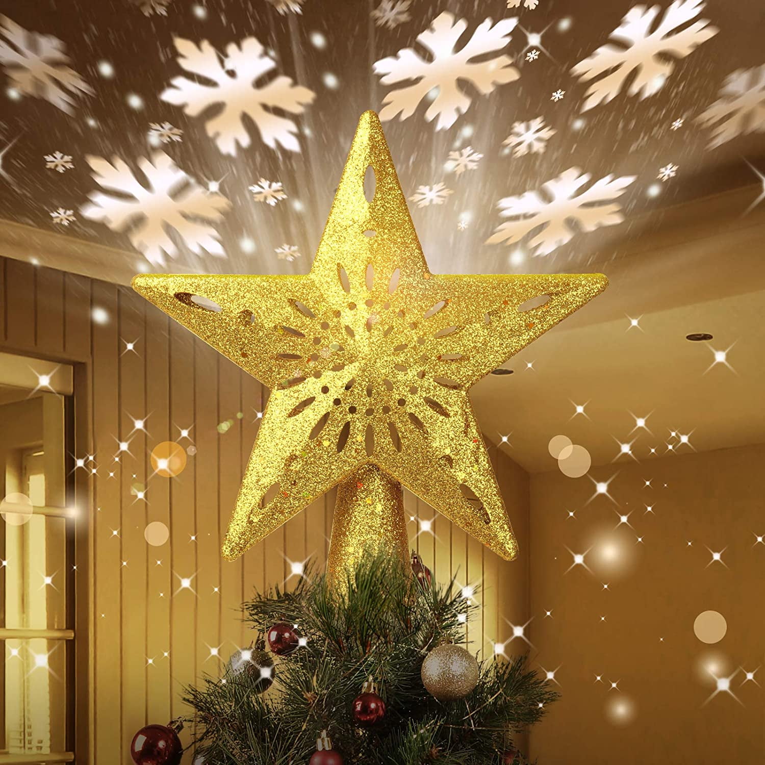 Intera Christmas Tree Topper Lighted with Adjustable Rotating LED ...