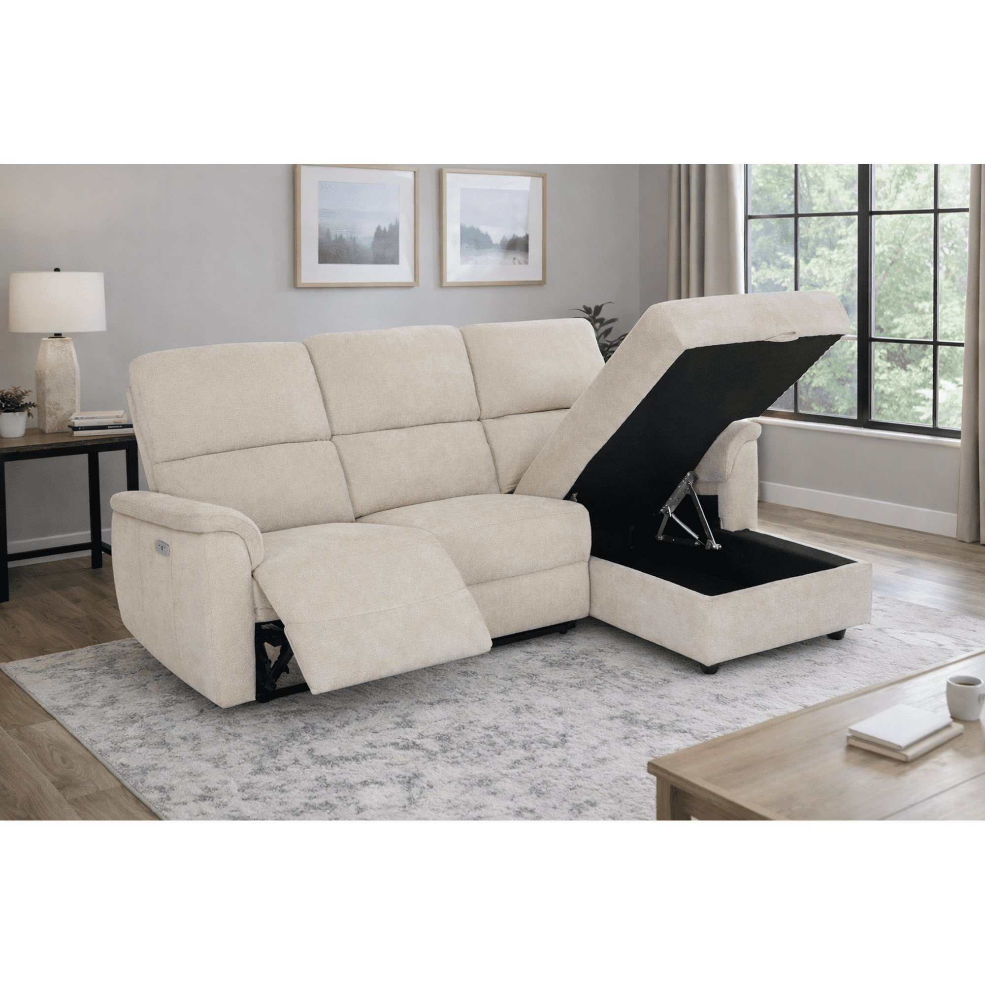 Click here for K-Living Fabric Power Reclining Sectional With Sto... prices