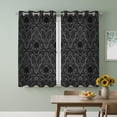 Baroque Style Sheer Curtains 54 Inch Long 2 Panels, Grey Black Skull ...