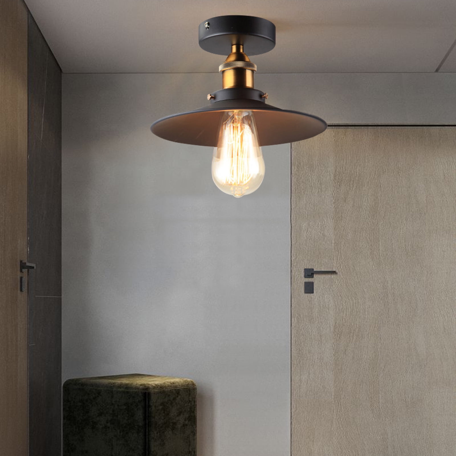 Miumaeov Retro Semi-Flush Mount Single Loft Ceiling Light Industrial ...