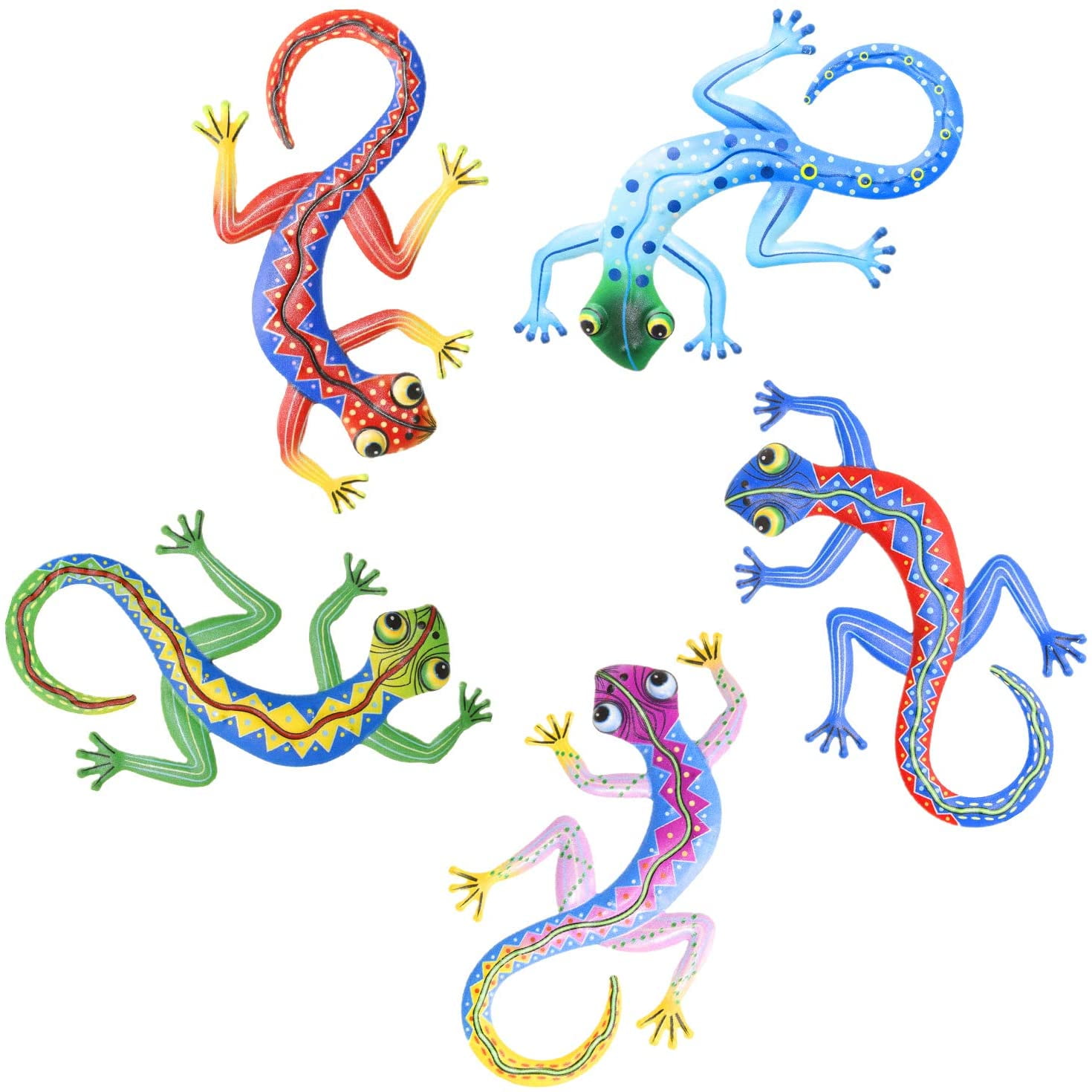 GRNSHTS Metal Gecko Wall Decor Art Set of 5 Hanging for Outdoor ...