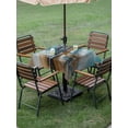 Abstract Paint Art Square Outdoor Tablecloth with Umbrella Hole Blue ...