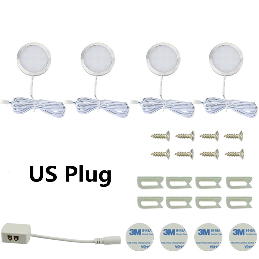 LED 4 in 1 Puck Lights Set Under Kitchen Cabinet Counter Wired Light ...