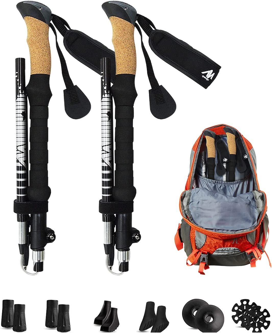 Collapsible Trekking Poles for Women Men [2 Sizes], IC ICLOVER Compact ...