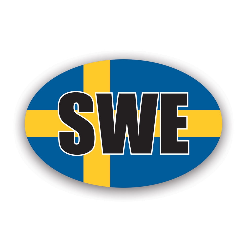 SWE - Sweden Oval Flag Sticker Decal - Self Adhesive Vinyl ...