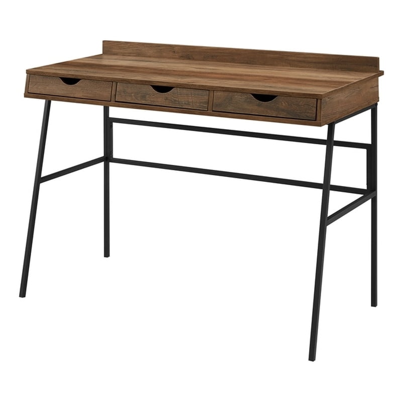 42" 3 Drawer Angled Front Desk - Reclaimed Barnwood - Walmart.com