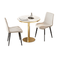 Aukfa Set of 4 Faux Leather Dining Chairs with Metal Legs, Modern ...