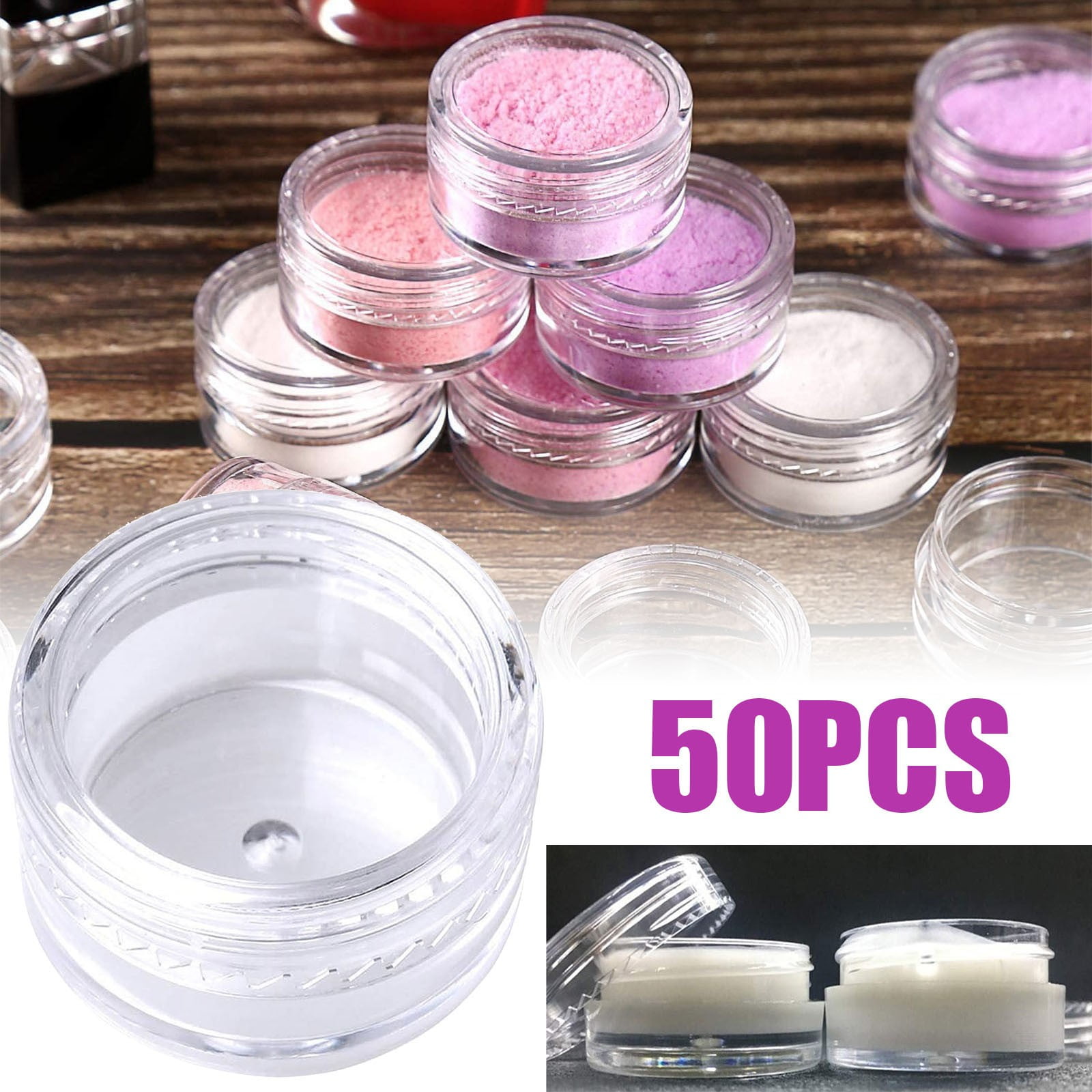 HIMIWAY Empty Cosmetic Small Box Transparent Box Plastic Round Jar with ...