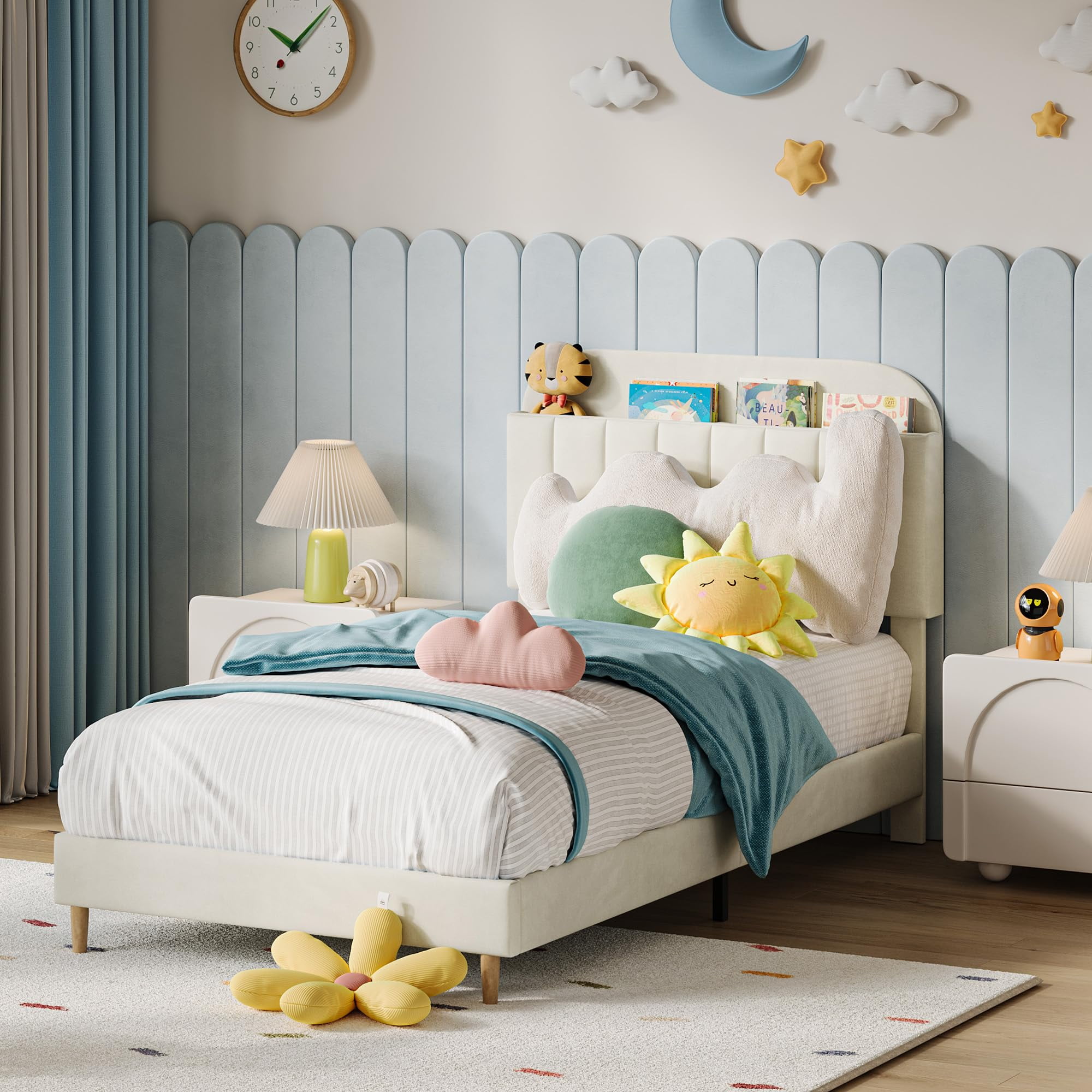 Click here for Tropow Twin Size Bed Frame  Velvet Upholstered Pla... prices