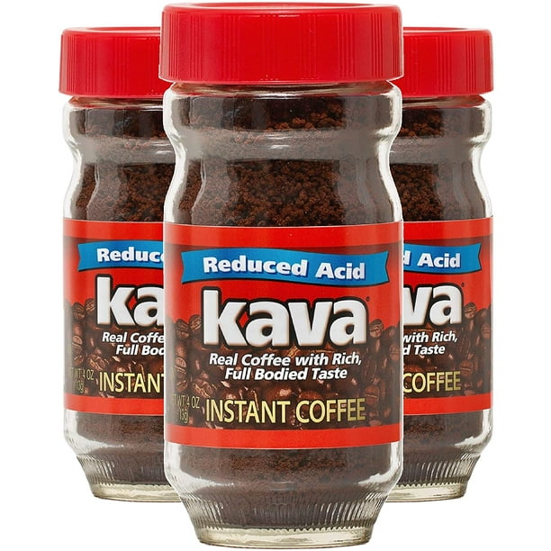 Kava Acid Reduced Instant Coffee in Glass Jar, Naturally Caffeinated ...
