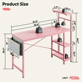Bestier 52 inch Corner Gamer Desk with LED Lights & Shelves, Pink ...