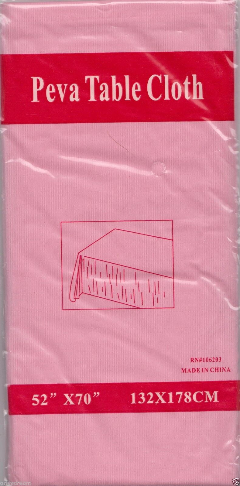 Orly's Dream New Peva Table Cloth 52" x 70" (132cm x 178cm) - PINK ...