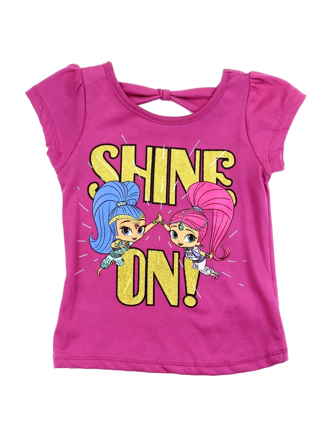Nick Jr Little Girls' Toddler Shimmer and Shine Bow Back Tee, Magenta ...