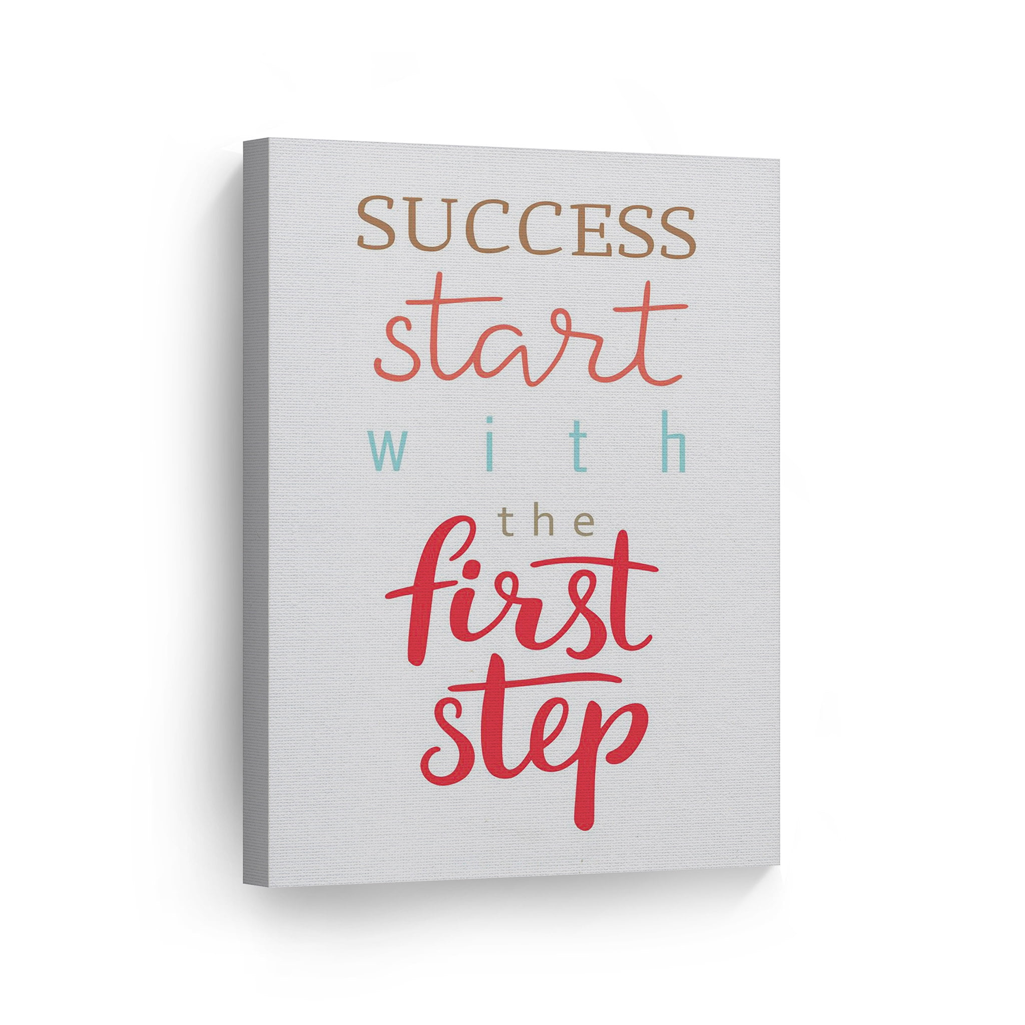 Smile Art Design Success Start With The First Step Quote Canvas Print ...
