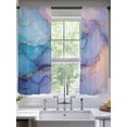Blue Gradient Water Ripple Chiffon Sheer Curtains 63 Inches Long Marble ...