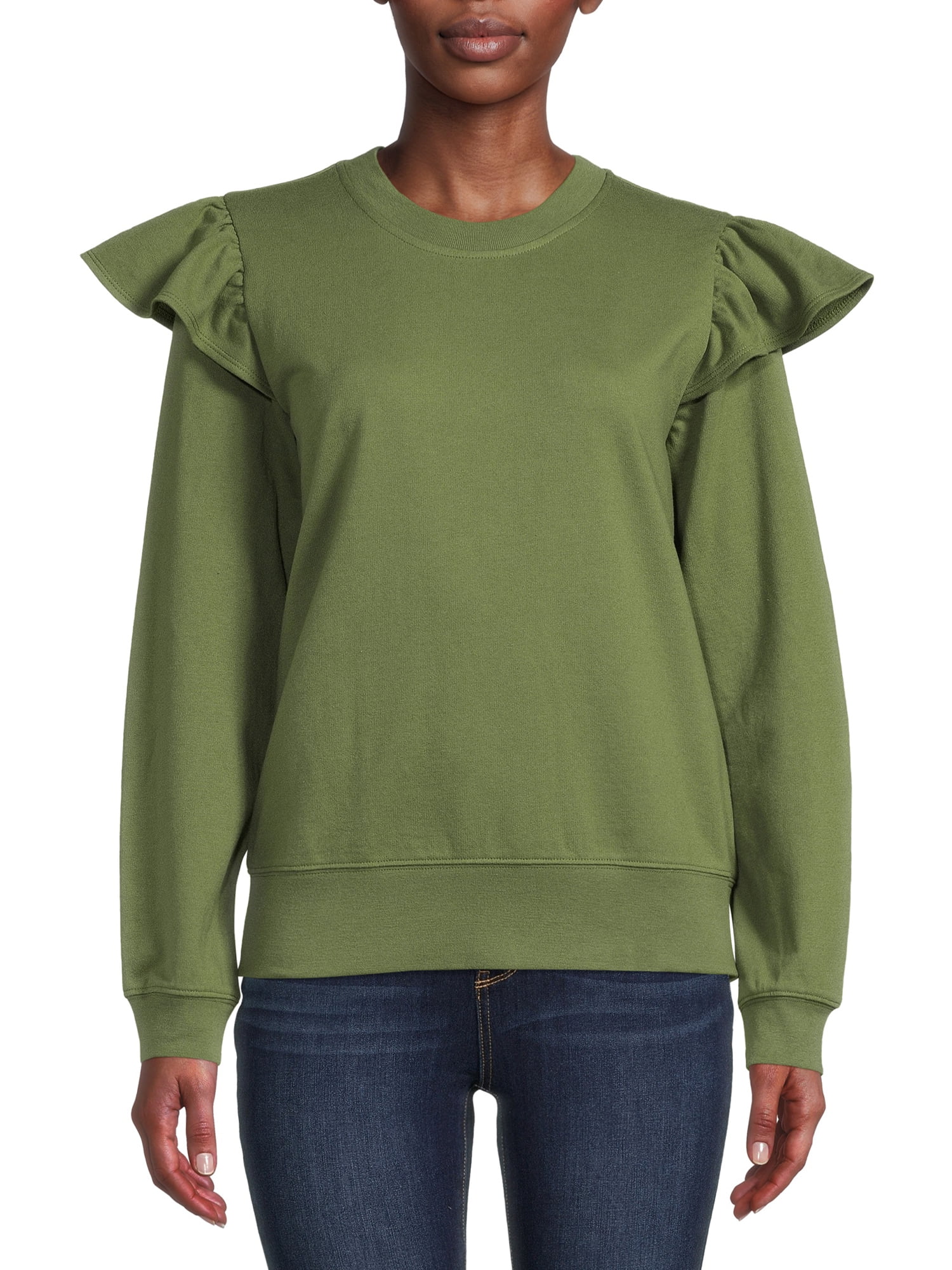 Time And Tru Women's Ruffle Sweatshirt - Walmart.com