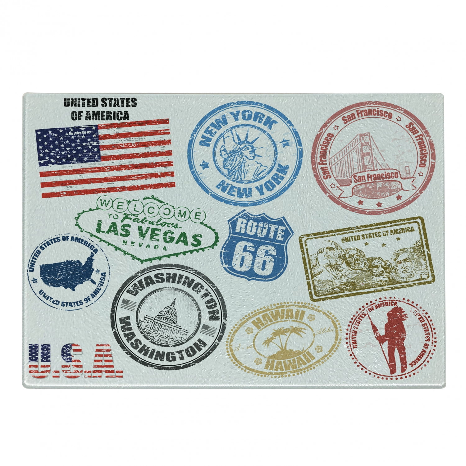 United States Cutting Board, Grunge Stamps of America Las Vegas New ...