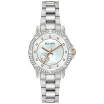 Bulova Women's Wrist Watch, Two Tone Crystal Turn Style, Pearl Dial ...
