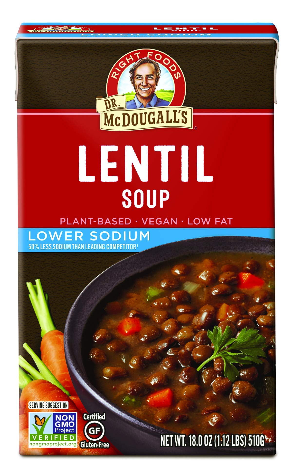 Dr. McDougall's Right Foods Lower Sodium Lentil Soup, 18 Ounce (Pack of ...