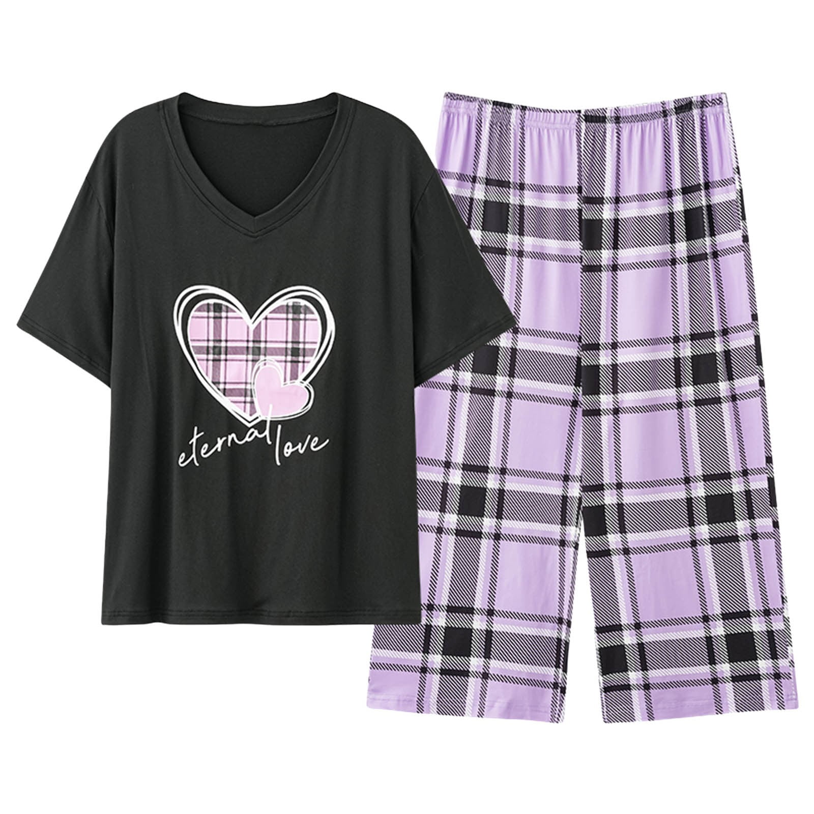 Click here for Lixiuxyad Women Pajamas Set Short Sleeve Top Capri... prices