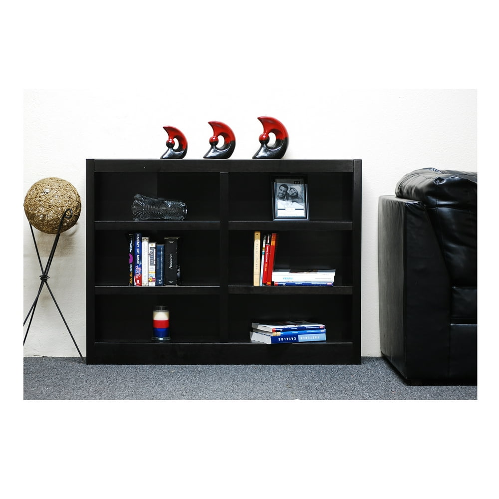 Concepts in Wood 6 Shelf Double Wide Wood Bookcase, 36 inch Tall ...