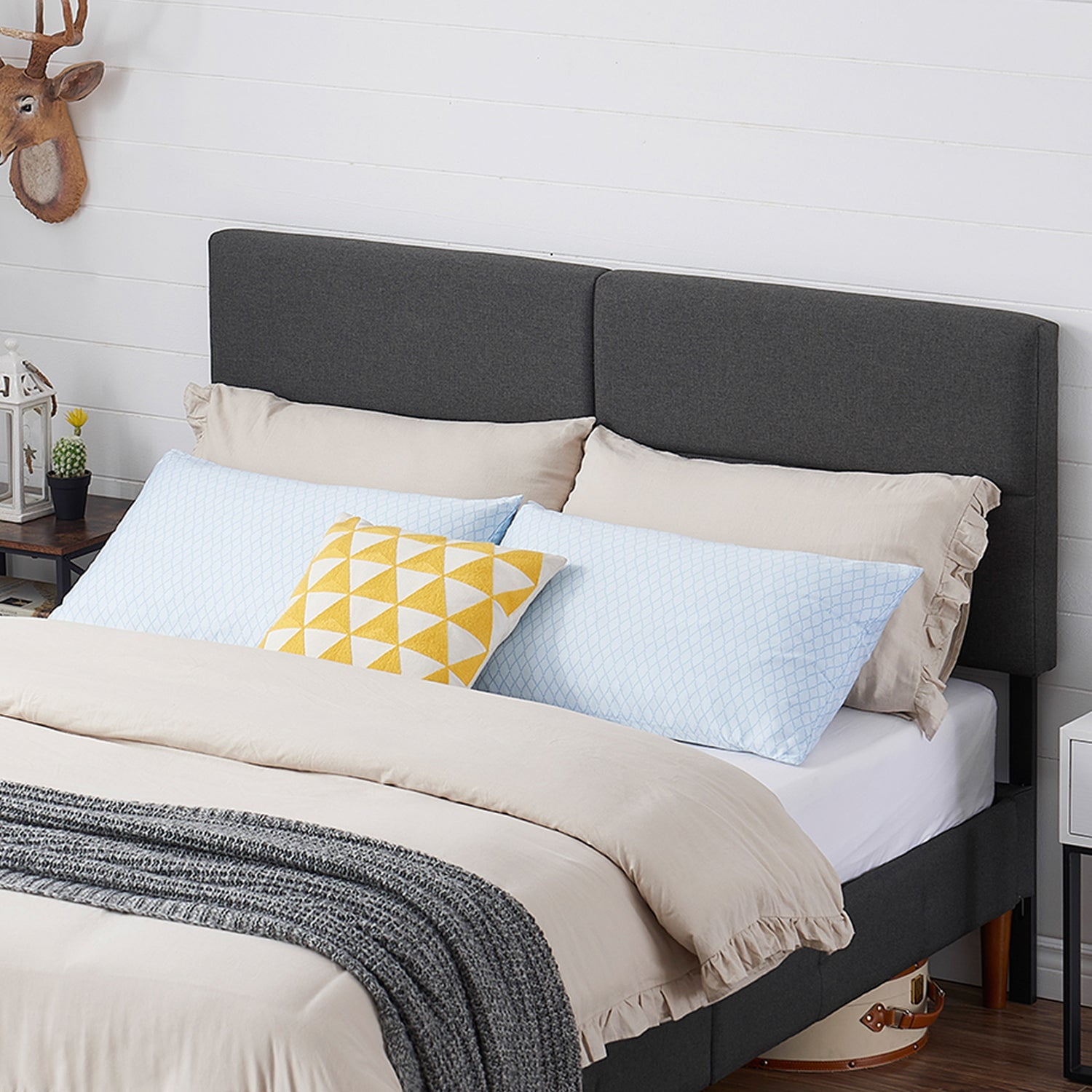 VECELO Upholstered Height Adjustable Headboard, PU Leather Surface ...