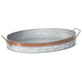 Galvanized Metal Oval Rustic Serving Tray With Handles - Walmart.com