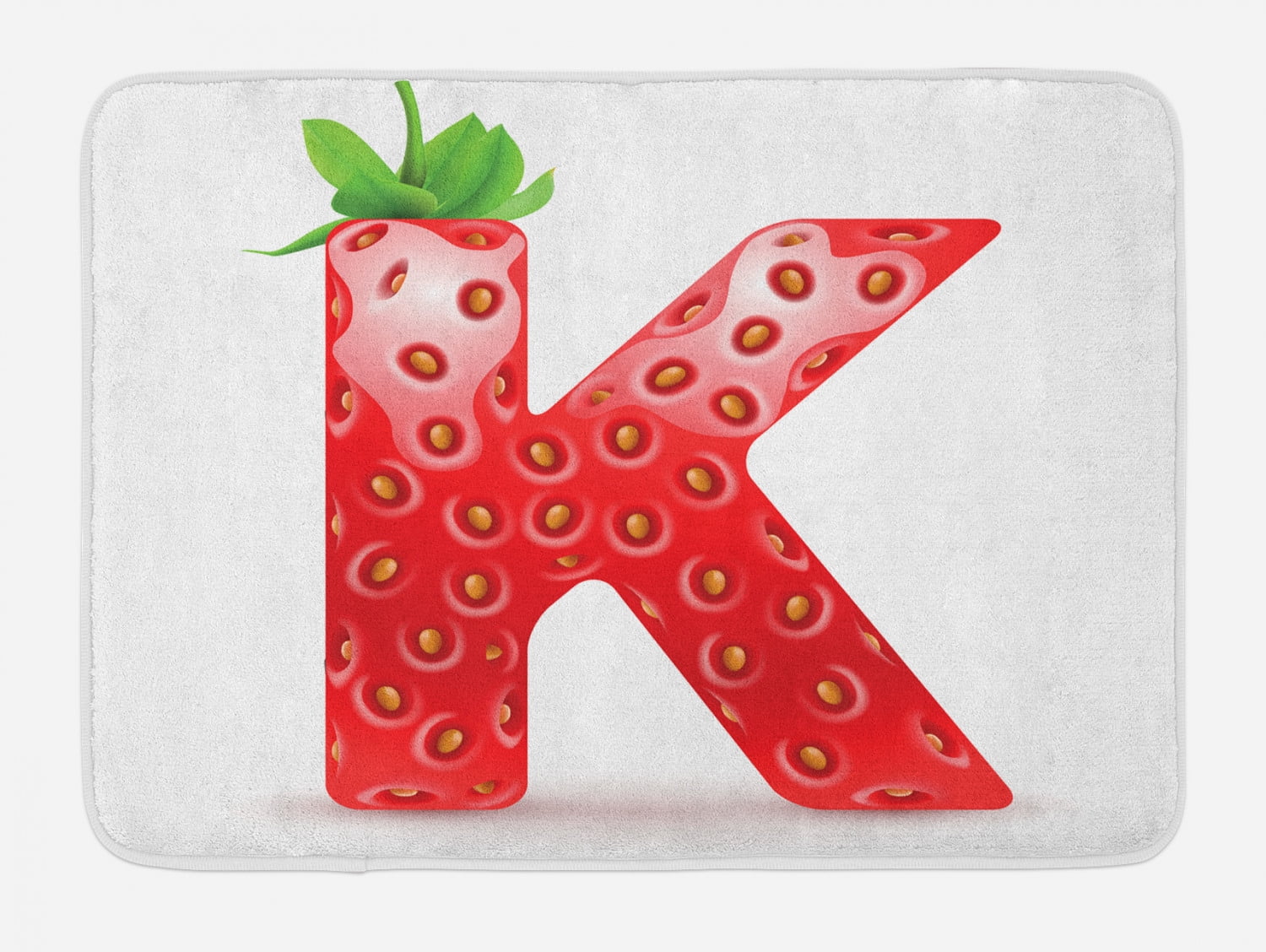 Letter K Bath Mat, Fresh Food Strawberry Style Capital K Seasonal ...