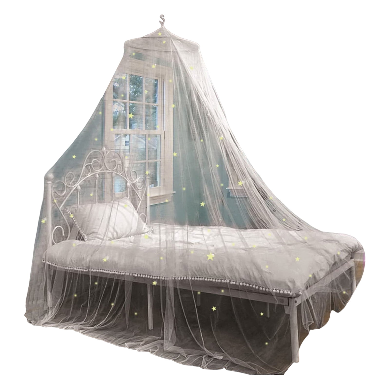 DISHAN Easy Installation Bed Canopy - Fluorescent Stars Design - Kid ...