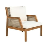 Boho Outdoor Patio Wicker Club Chair, Armchair with Solid Wood Frame ...