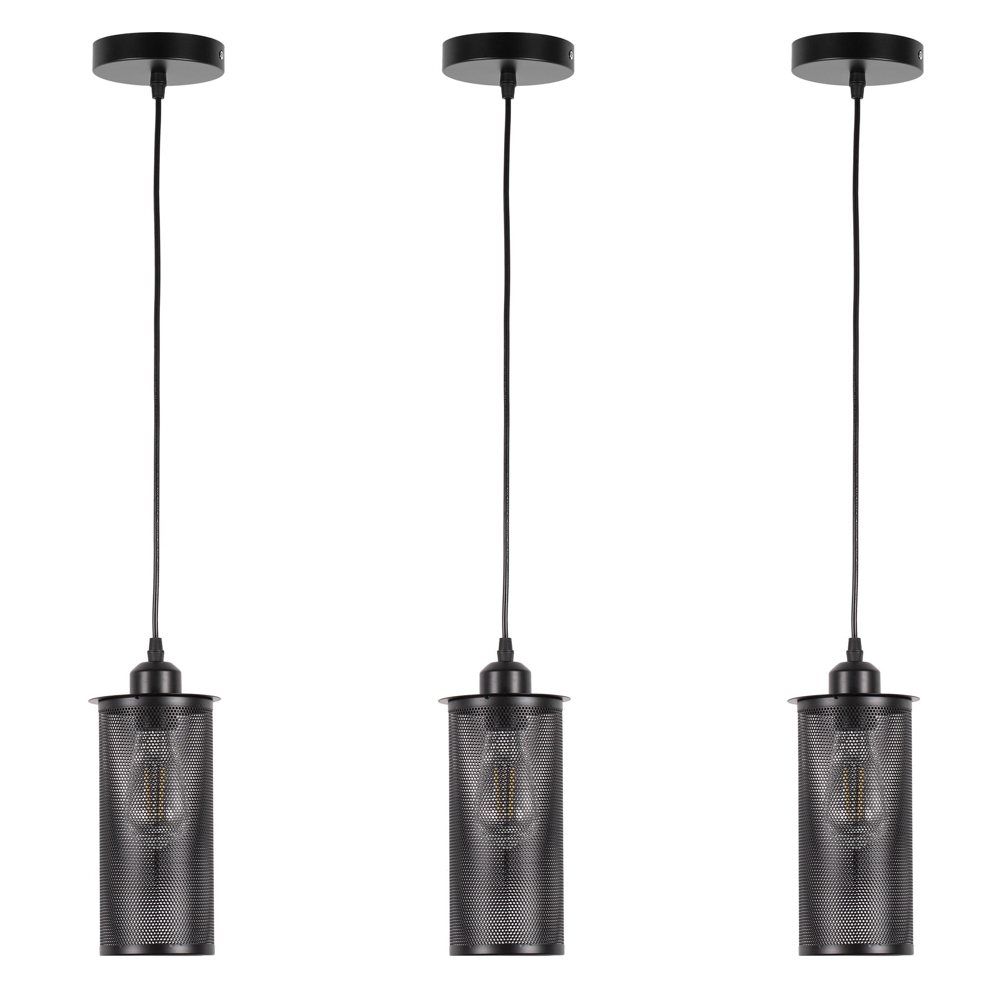LOHAS 1-Light Black Iron Mesh Retro Industrial Metal Cylinder ...