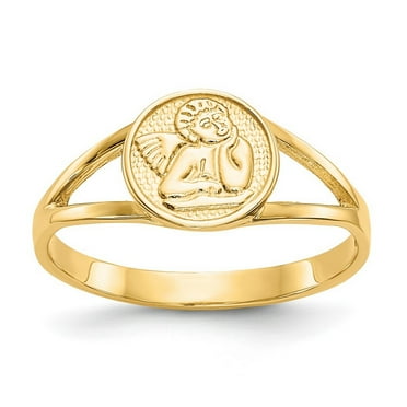 PalmBeach Jewelry Cherub Guardian Angel Open Scrollwork Ring in Solid ...