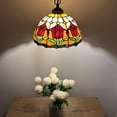 Tiffany Stained Glass Red Tulips LED Pendant Light Fixture, 12"W x 12"D ...