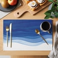 Blue Gradient Cotton Linen Placemats Set of 4, Watercolor Abstract Dark ...