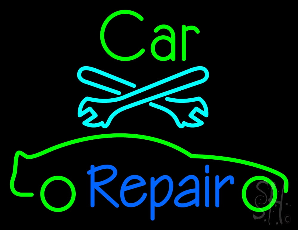 Car Repair LED Neon Sign 24 x 31 - inches, Clear Edge Cut Acrylic ...
