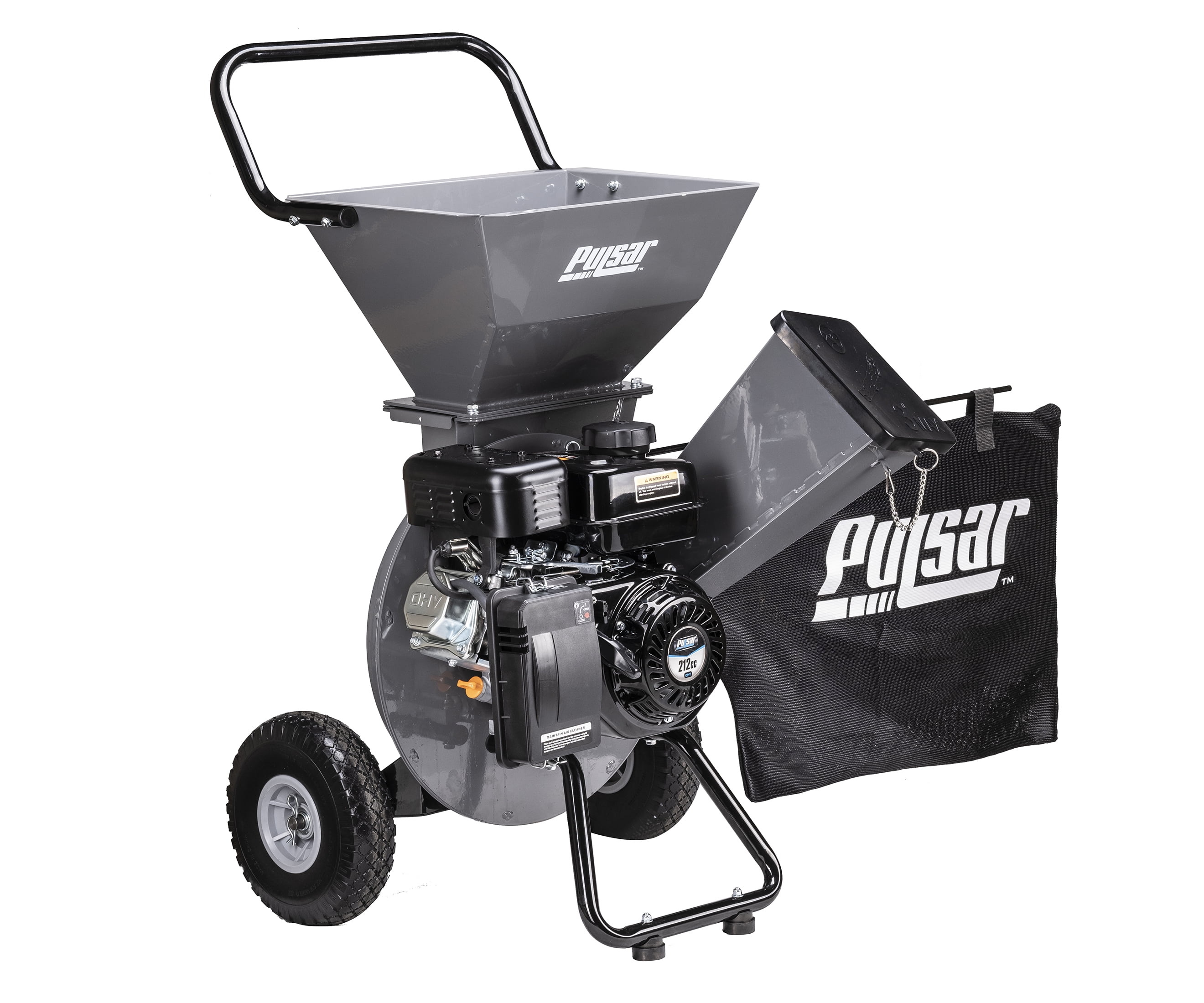 Pulsar 3 in. 7 HP Gas Powered Chipper Shredder with Bagging System ...