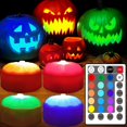 MINSUI-Halloween Pumpkin Lights with Timer Remote, Battery Operated RGB ...