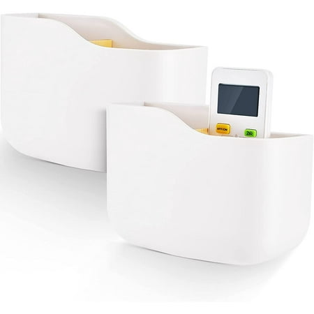 2 Pieces Adhesive Remote Control Holder Wall Mount Storage Box Holder ...