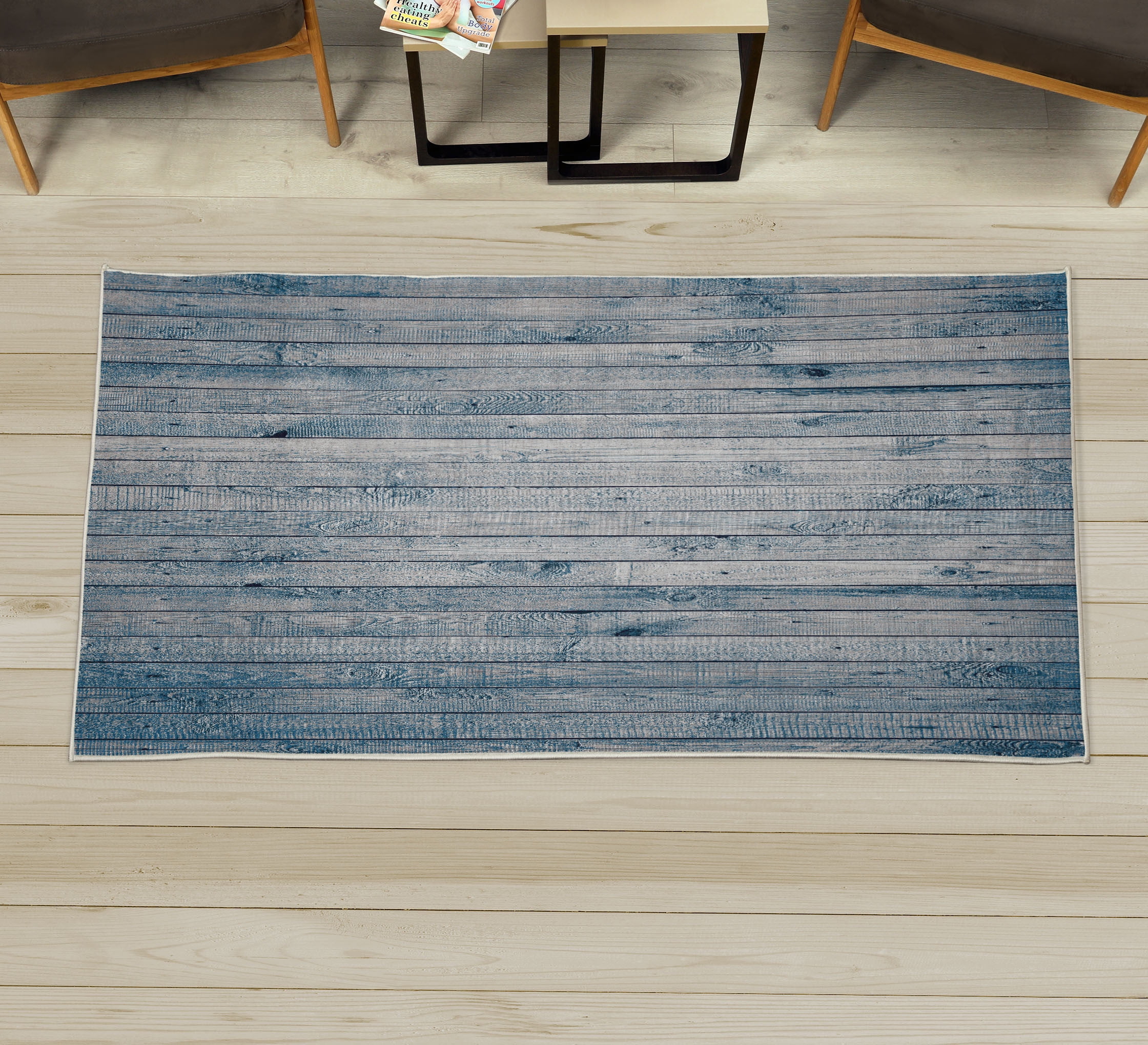 Stripes Decorative Rug, Vertical Lines Wooden Board Background Vintage ...