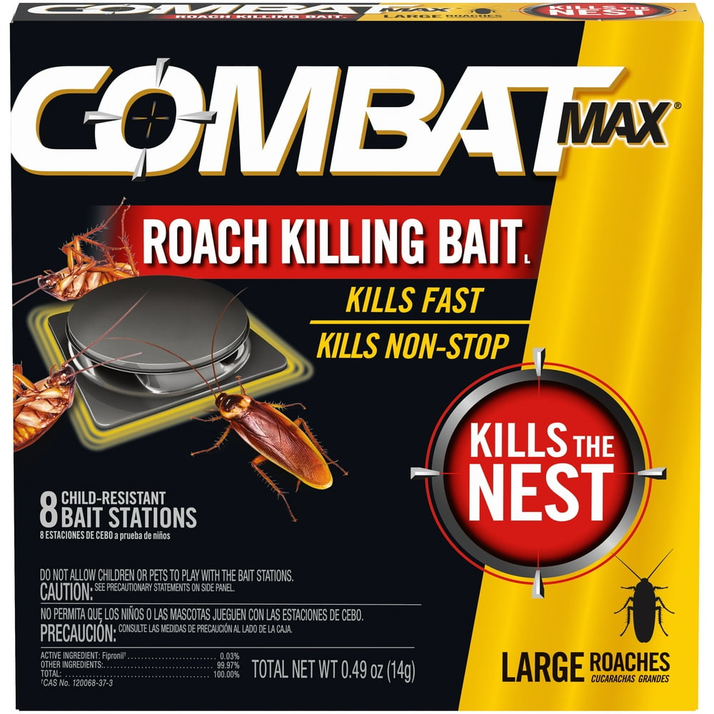 Combat Max Large Roach Killing Bait Stations, Child-resistant, 8 Count ...