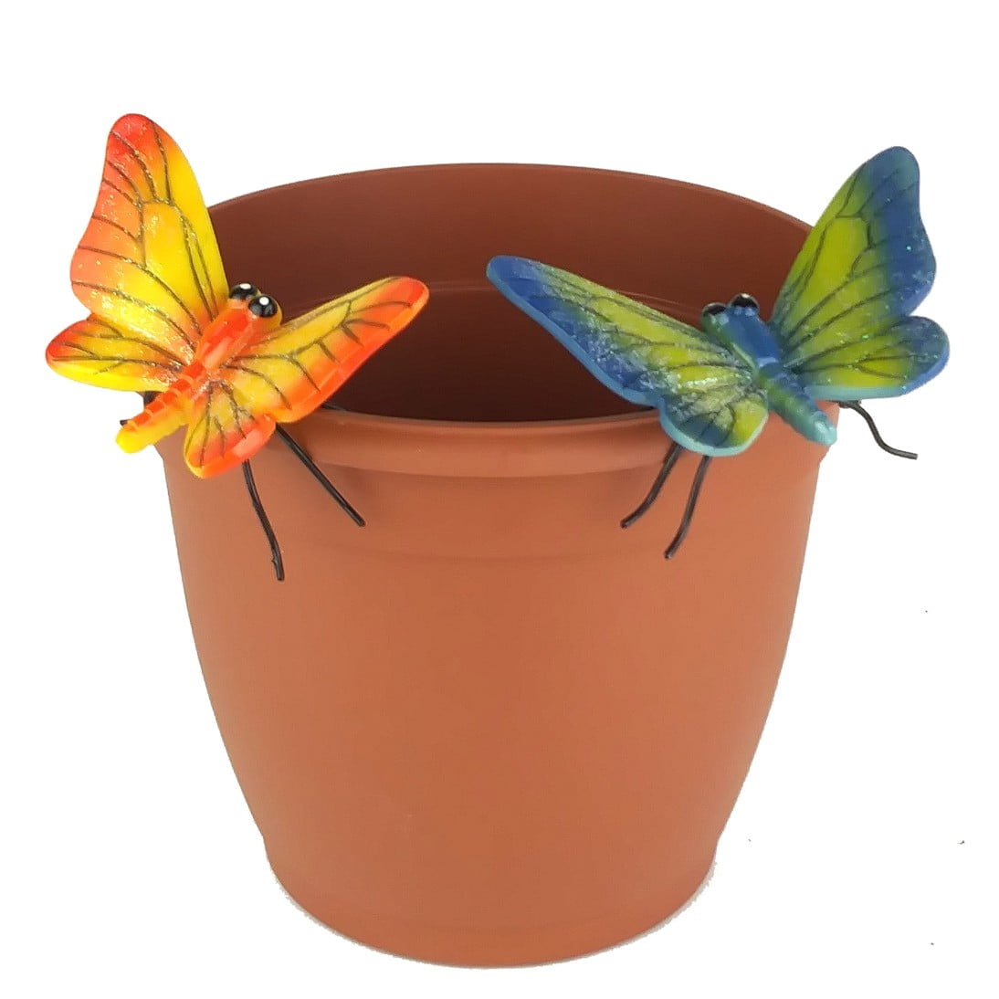 Land & Sea LS11172YB Butterfly Flower Pot Sitter Hanger, Yellow & Blue ...