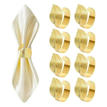 6Pcs Fall Leaves Napkin Rings, Gold Napkin Holder for Birthday ...
