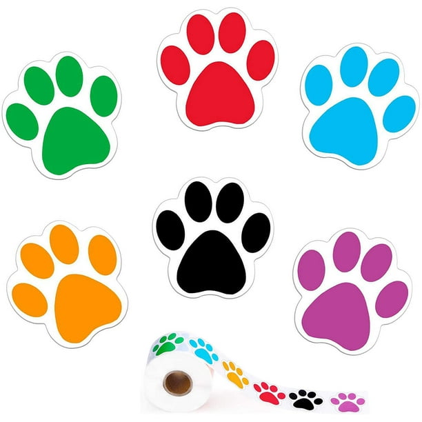 500Pcs 1.5in Labels Colorful Paw Print Stickers, Dog Paw Labels ...