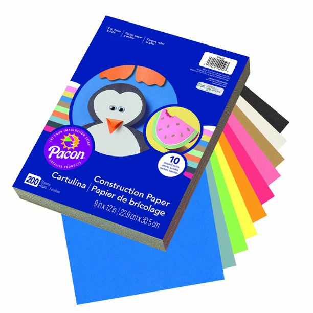 Pacon® Lightweight Construction Paper, 9" x 12", 10 Assorted Colors ...