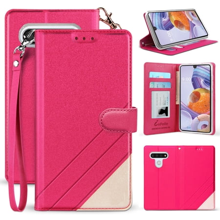 Case for LG Stylo 6 Phone, [Pink] Infolio Wallet Credit Card Slot ID ...