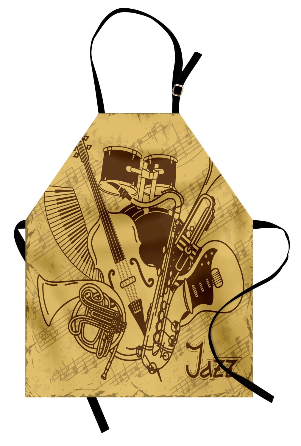 Music Apron Jazz Music Equipments with Vintage Background Retro Style ...