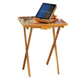 Lipper Bamboo Folding Individual Dining or Snack Side Table with Half ...