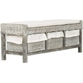 SAFAVIEH Kobutsu Coastal Mango Wood Storage Bench, White - Walmart.com