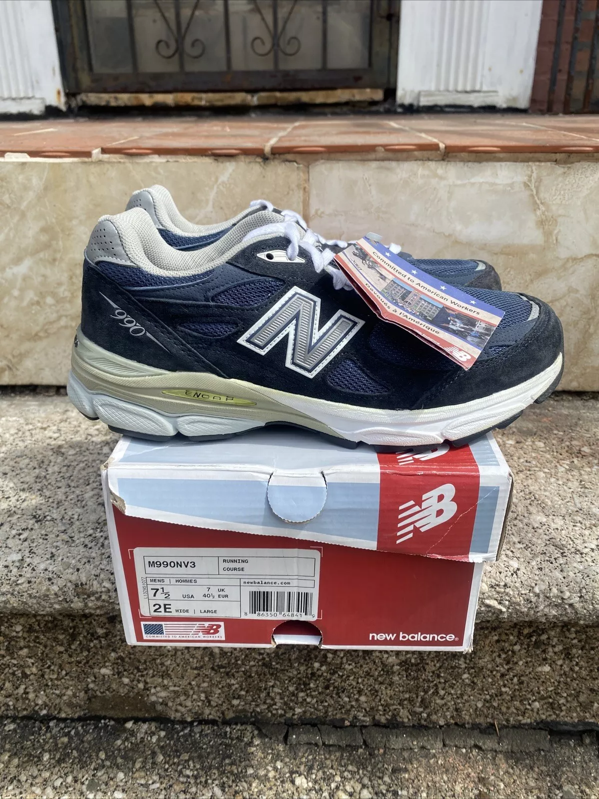 New Balance 990v3 Made In USA Navy USA Heritage 7.5 Wide Width | Bodega ...